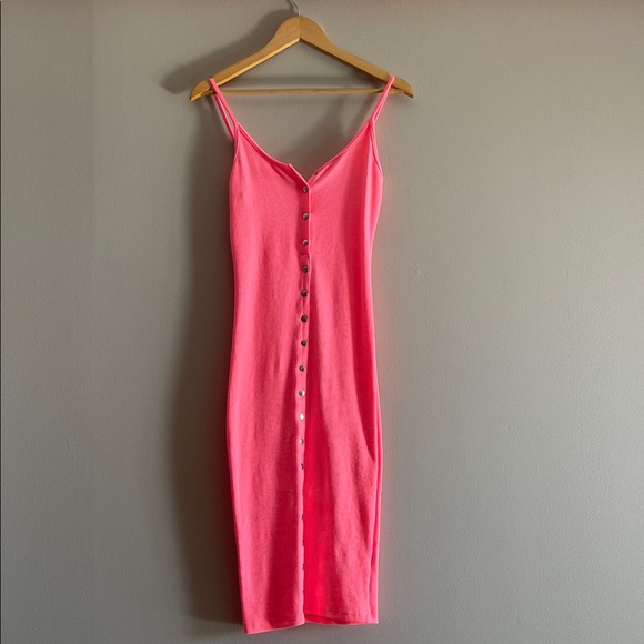 Hot & Delicious | Dresses | Hot Delicious Vibrant Pink Midi Dress ...